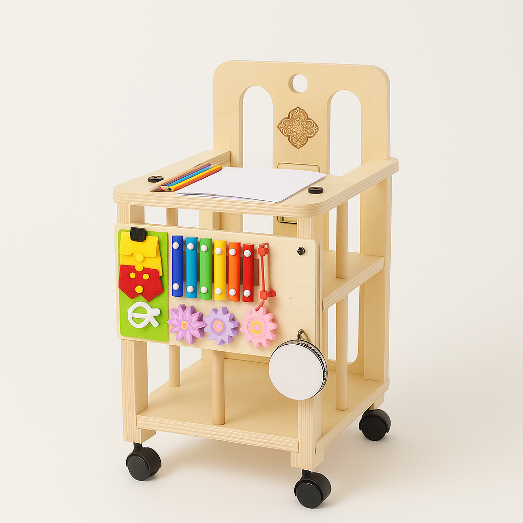 Wooden Baby Growth Chair with Musical Sensory Board | Eduspark Toys