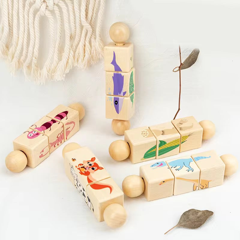 Wooden Picture Block Roller Toy for Toddlers | 4 Theme Variants – Inse ...