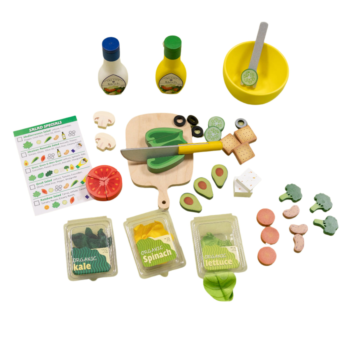 Wooden Salad Play Set – Healthy Pretend Play for Kids – Eduspark Toys